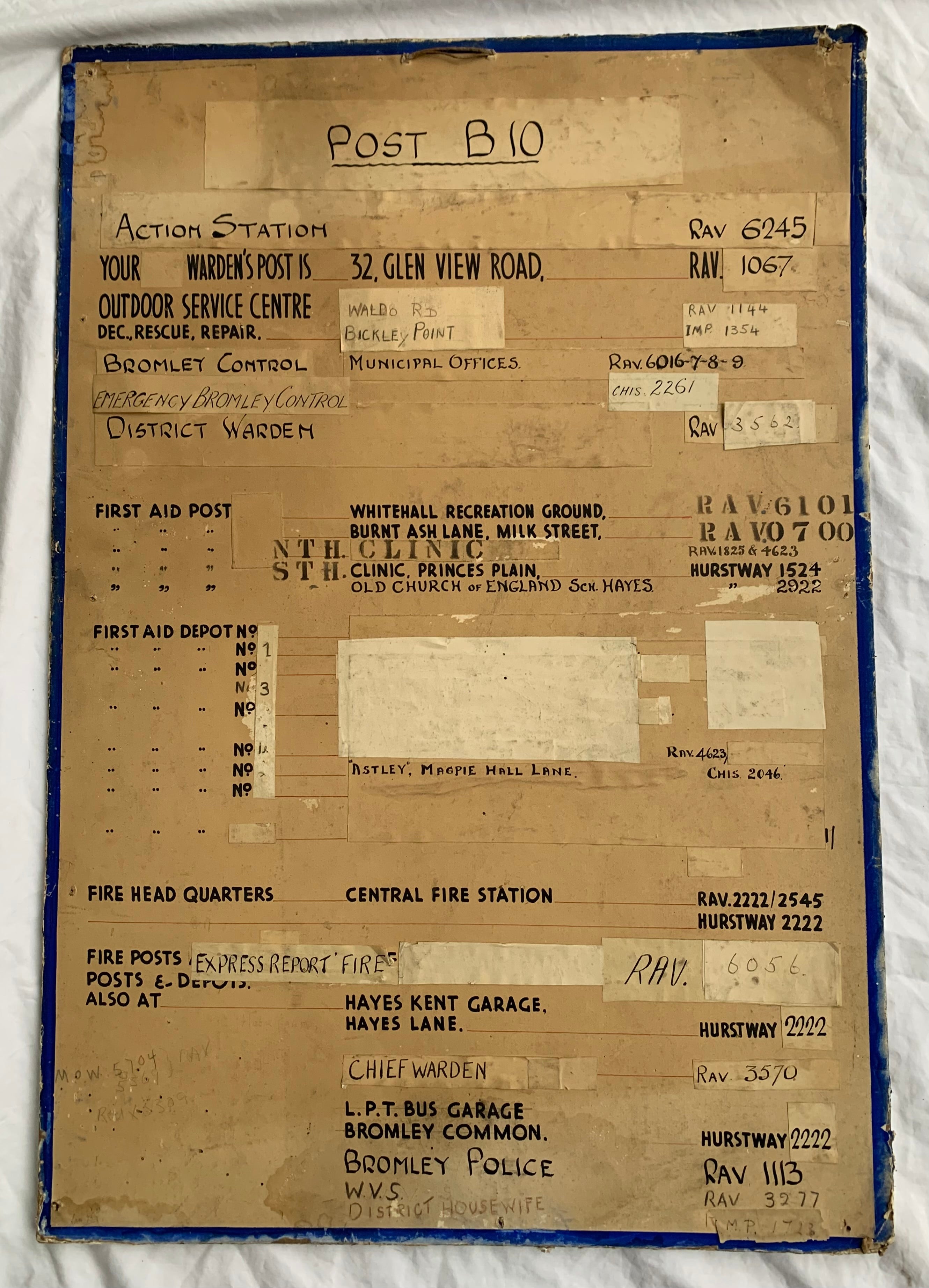 WW2 British ARP Post Sign for Action Stations B10 Bromley, Kent – Vigo ...