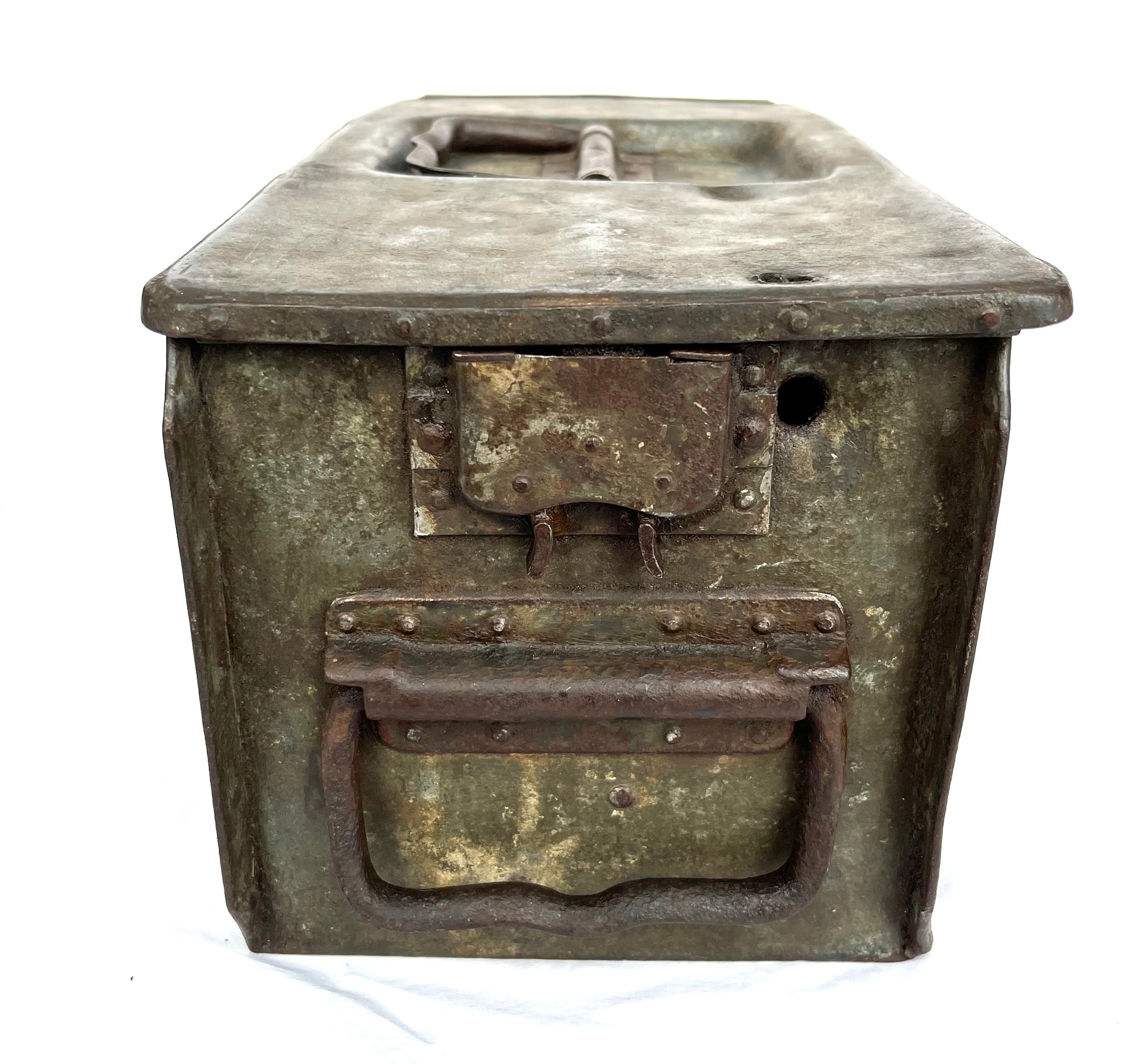 WW1 German MG08 Ammo Tin with Bullet Hole – Vigo Militaria and Collectables